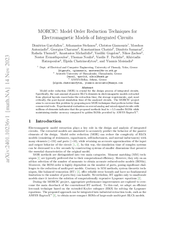 (PDF) MORCIC: Model Order Reduction Techniques for Electromagnetic ...