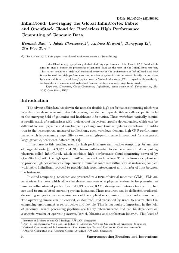 (PDF) InfiniCloud: Leveraging the Global InfiniCortex Fabric and OpenStack Cloud for Borderless ...