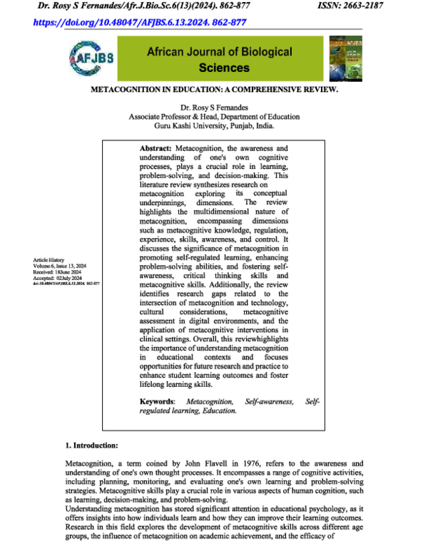 Pdf Metacognition In Education A Comprehensive Review