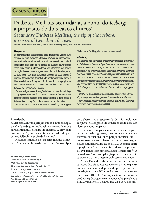 (PDF) Diabetes Mellitus secundária, a ponta do iceberg: a propósito de ...