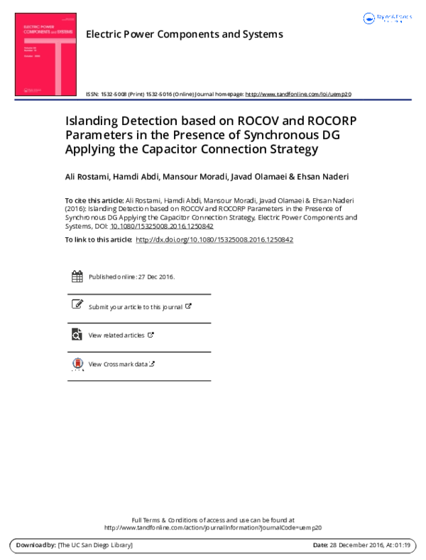 (PDF) Islanding Detection based on ROCOV and ROCORP Parameters in the Presence of Synchronous DG ...