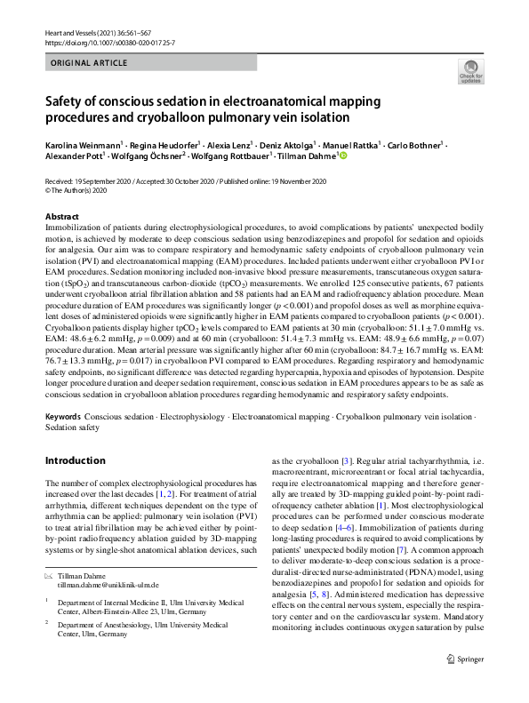 (PDF) Safety of conscious sedation in electroanatomical mapping procedures and cryoballoon ...