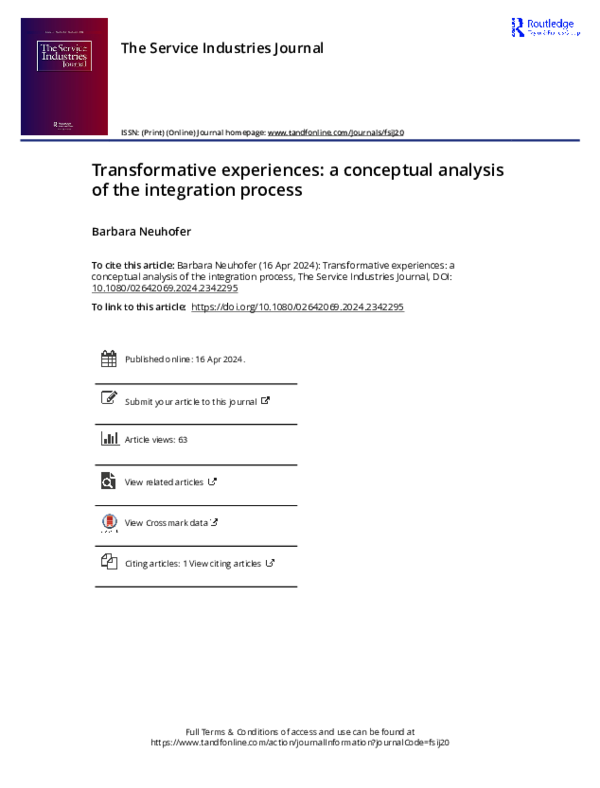 (PDF) Neuhofer 2024 Transformative experiences a conceptual analysis of the integration process