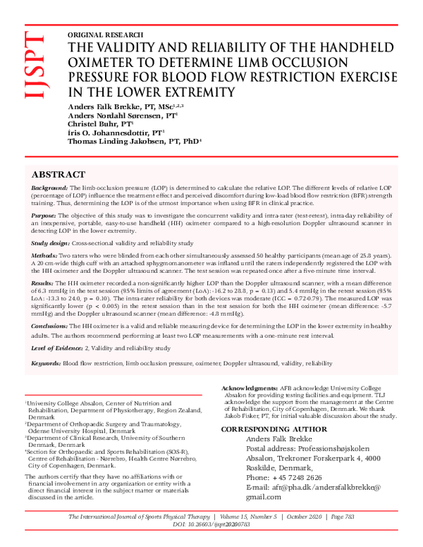 (PDF) The Validity and Reliability of the Handheld Oximeter to ...