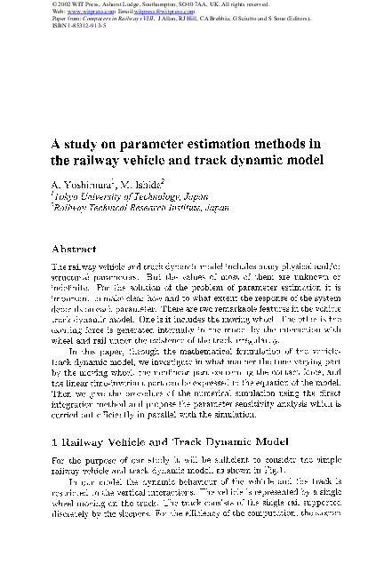 (PDF) A study on parameter estimation methods in the railway vehicle and track dynamic model
