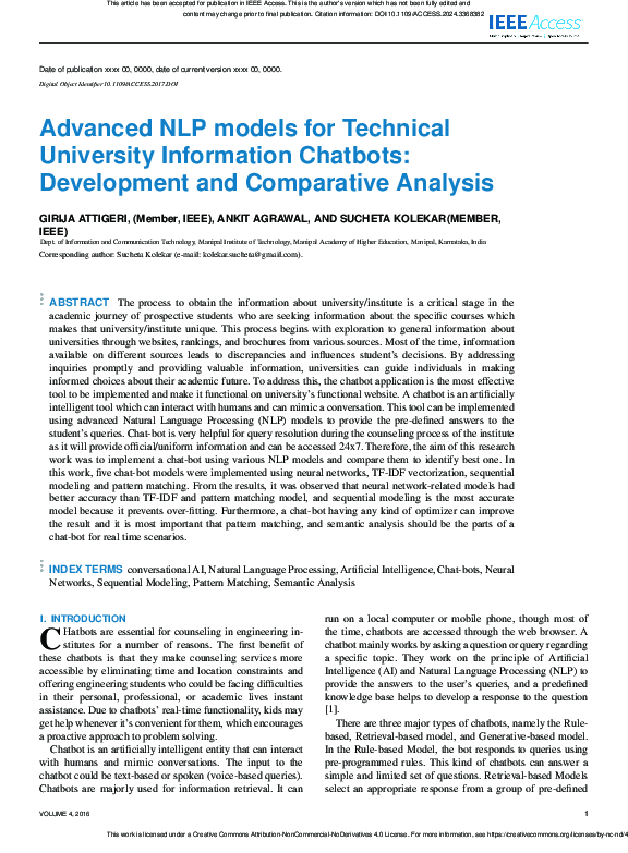 (PDF) Advanced NLP models for Technical University Information Chatbots: Development and ...