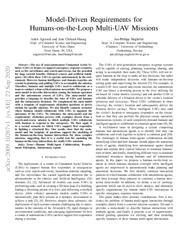 (PDF) Model-Driven Requirements for Humans-on-the-Loop Multi-UAV Missions