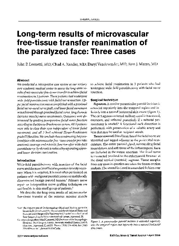 (PDF) Long-term results of microvascular free-tissue transfer ...