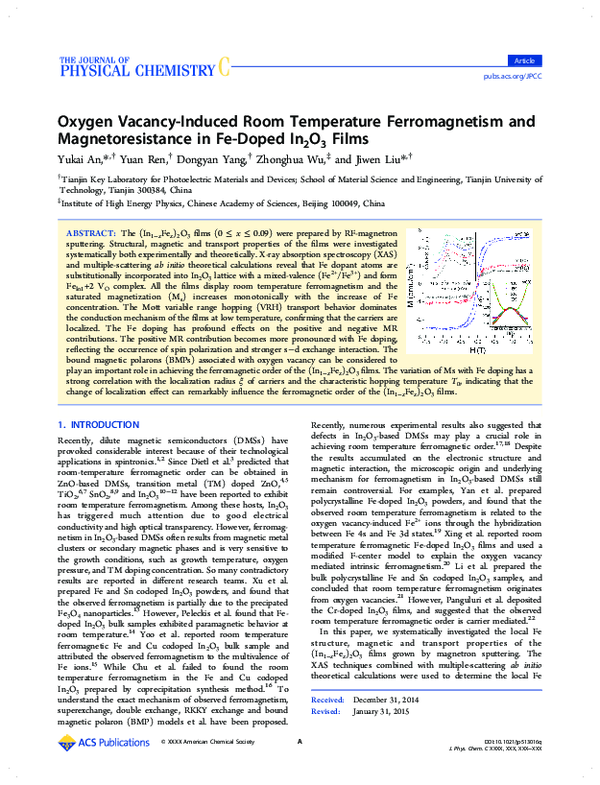 (PDF) Oxygen vacancy induced room temperature ferromagnetism in (In1−xNix)2O3 thin films ...