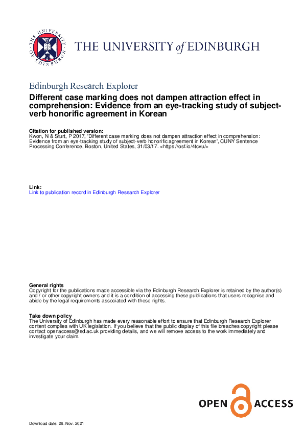 (PDF) Different case marking does not dampen attraction effect in ...