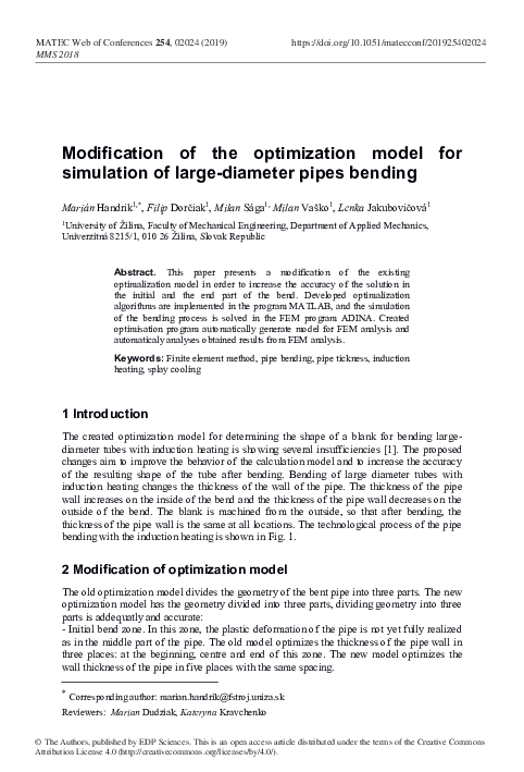 (PDF) Modification of the optimization model for simulation of large-diameter pipes bending