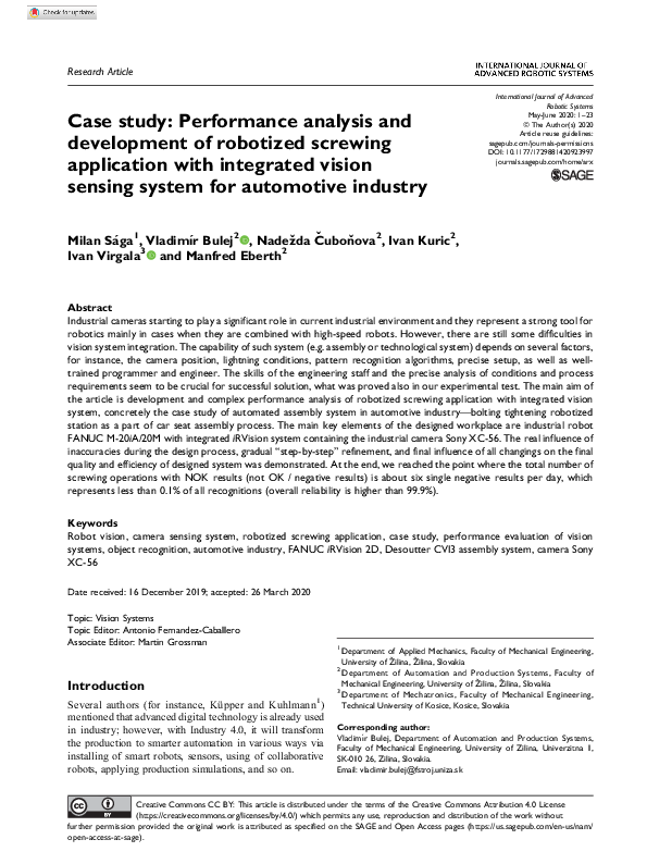 (PDF) Case study: Performance analysis and development of robotized screwing application with ...