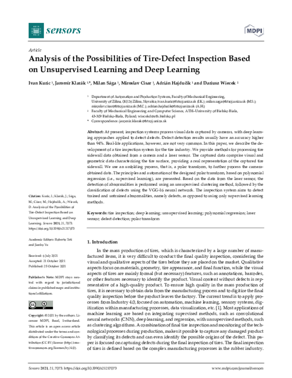 (PDF) Analysis of the Possibilities of Tire-Defect Inspection Based on Unsupervised Learning and ...