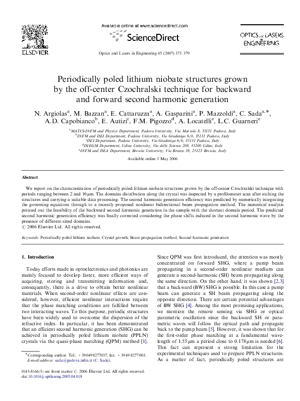 (PDF) Periodically poled lithium niobate structures grown by the off-center Czochralski ...