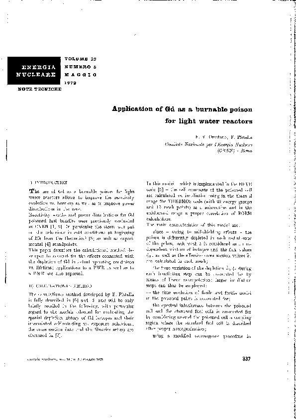 (PDF) F. ORESTANO, F. PISTELLA - “Application of Gd as Burnable Poison ...