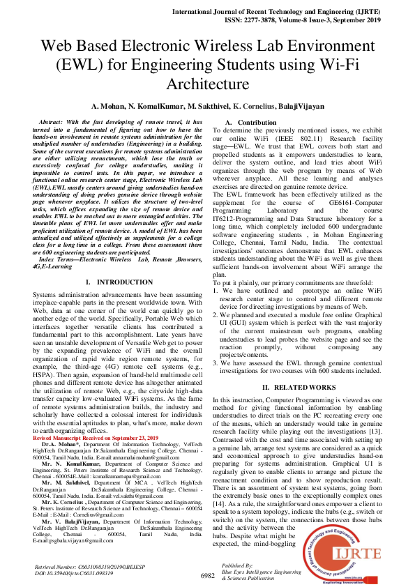 (PDF) Web Based Electronic Wireless Lab Environment (EWL) for Engineering Students using Wi-Fi ...