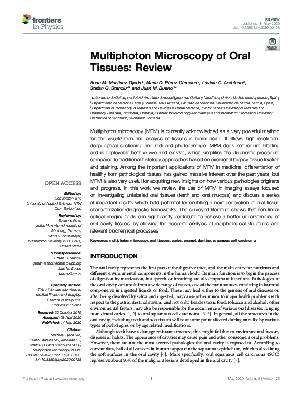 (PDF) Multiphoton Microscopy of Oral Tissues: Review