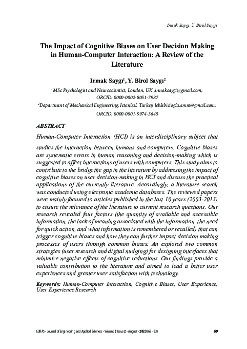 (PDF) The Impact of Cognitive Biases on User Decision Making in Human ...