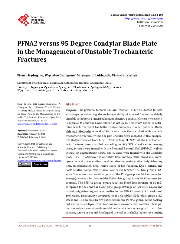 (PDF) PFNA2 versus 95 Degree Condylar Blade Plate in the Management of ...