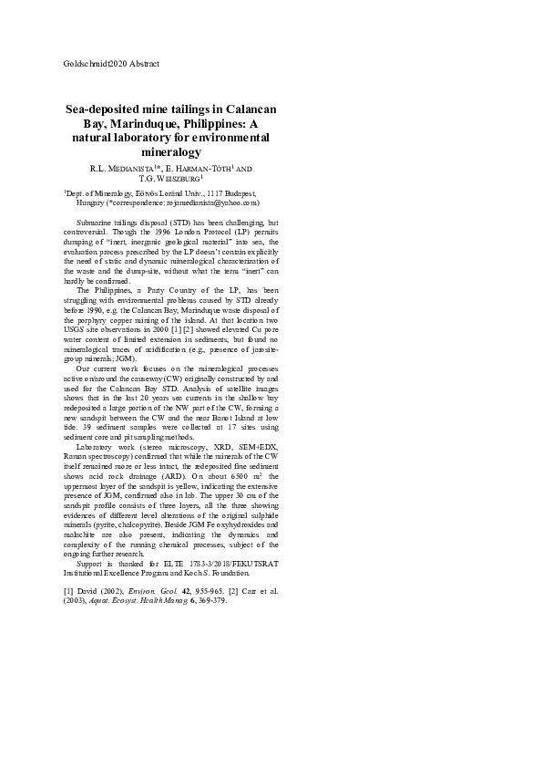 (PDF) Sea-Deposited Mine Tailings in Calanacan Bay, Marinduque ...