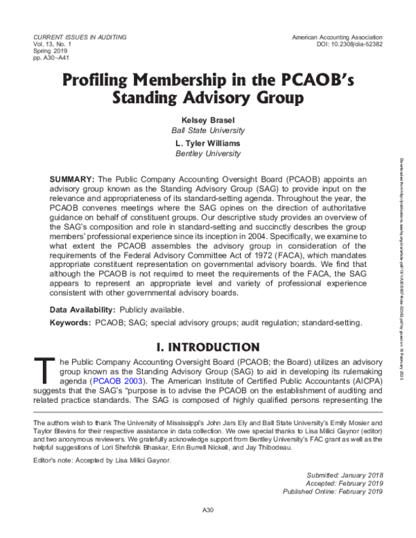 (PDF) Profiling Membership in the PCAOB's Standing Advisory Group