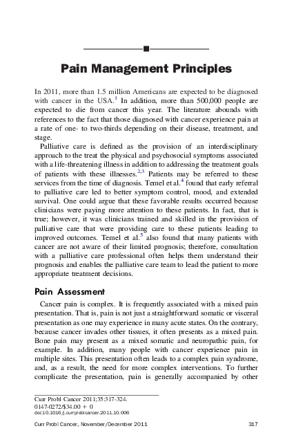 (PDF) Pain Management Principles