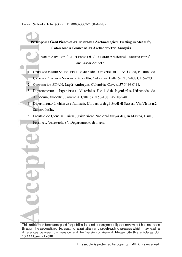 (PDF) Pre‐Hispanic gold pieces of an enigmatic archaeological finding ...