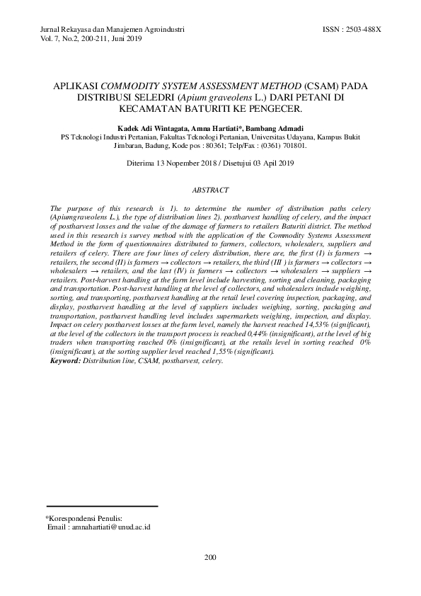 (PDF) APLIKASI COMMODITY SYSTEM ASSESSMENT METHOD (CSAM) PADA ...