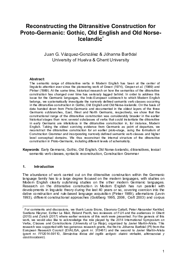 (PDF) Reconstructing the ditransitive construction for Proto-Germanic ...