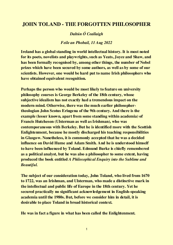 (PDF) JOHN TOLAND -THE FORGOTTEN PHILOSOPHER