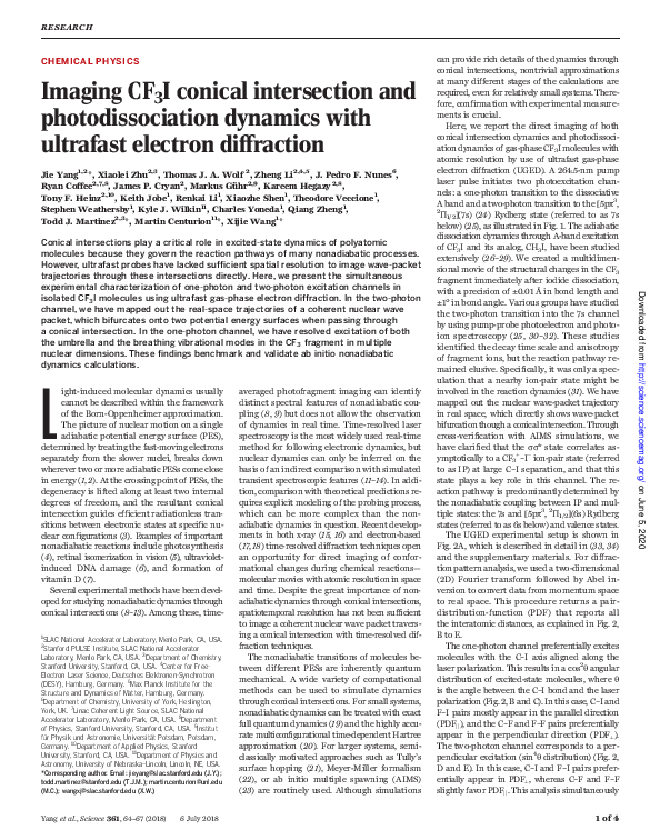 (PDF) Imaging CF 3 I conical intersection and photodissociation ...