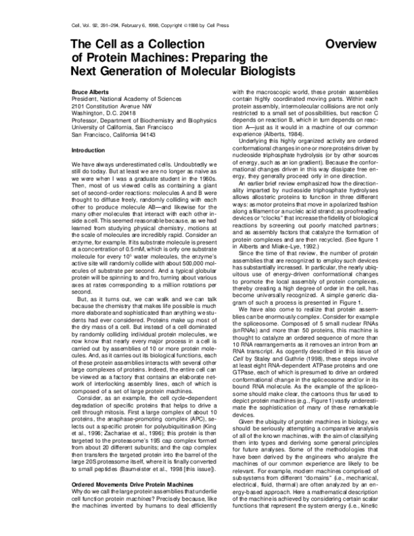 (PDF) The Cell as a Collection of Protein Machines: Preparing the Next ...