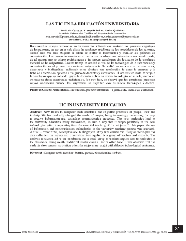 (PDF) Las Tic en La Educación Universitaria | José Carvajal - Academia.edu