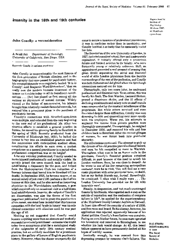 (PDF) John Conolly: A Reconsideration