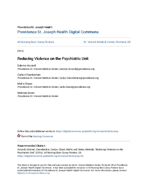 (PDF) Reducing Violence on the Psychiatric Unit