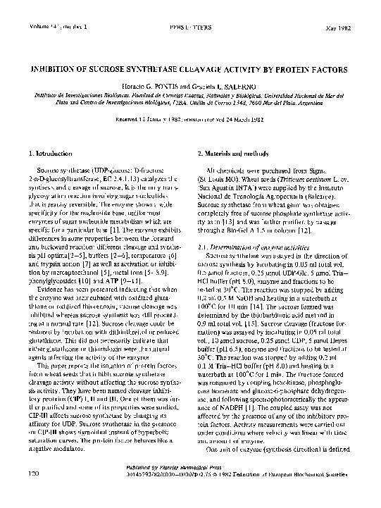 (PDF) Inhibition of sucrose synthetase cleavage activity by protein ...