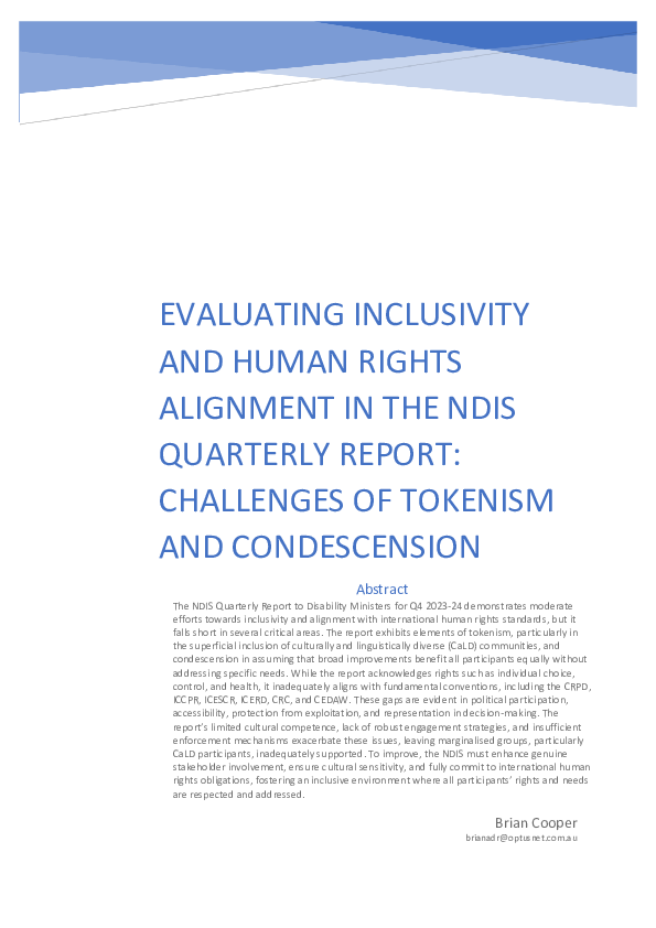 (PDF) EVALUATING INCLUSIVITY AND HUMAN RIGHTS ALIGNMENT IN THE NDIS ...