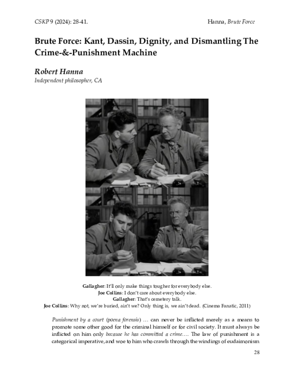 (PDF) Brute Force: Kant, Dassin, Dignity, and Dismantling The Crime ...