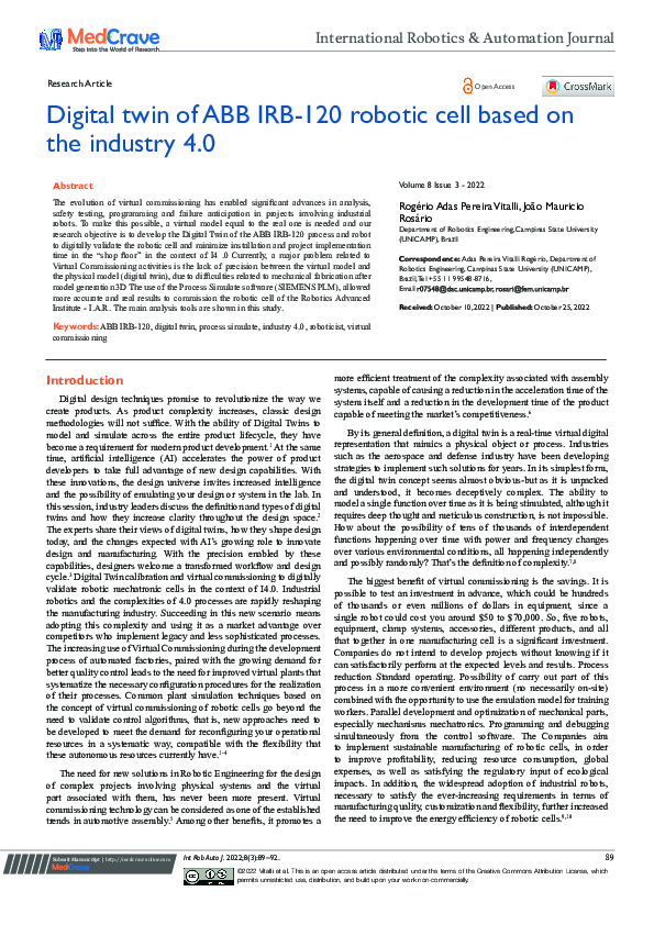 (PDF) Digital twin of ABB IRB-120 robotic cell based on the industry 4.0