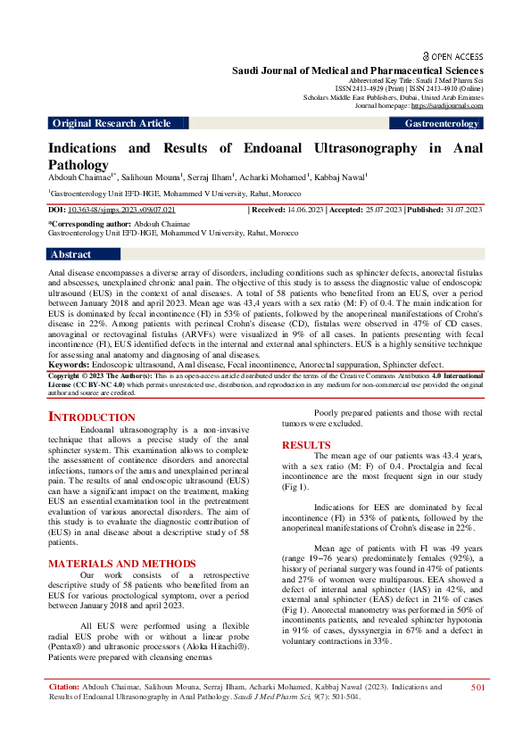 (PDF) Indications and Results of Endoanal Ultrasonography in Anal Pathology