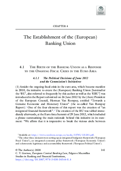 (PDF) The Establishment of the (European) Banking Union