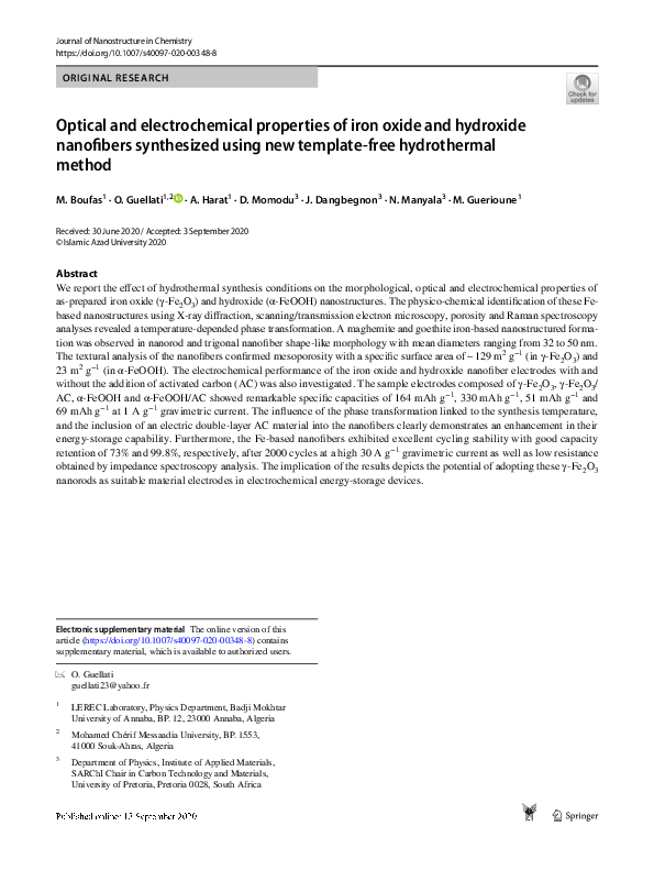 (PDF) Optical and electrochemical properties of iron oxide and ...