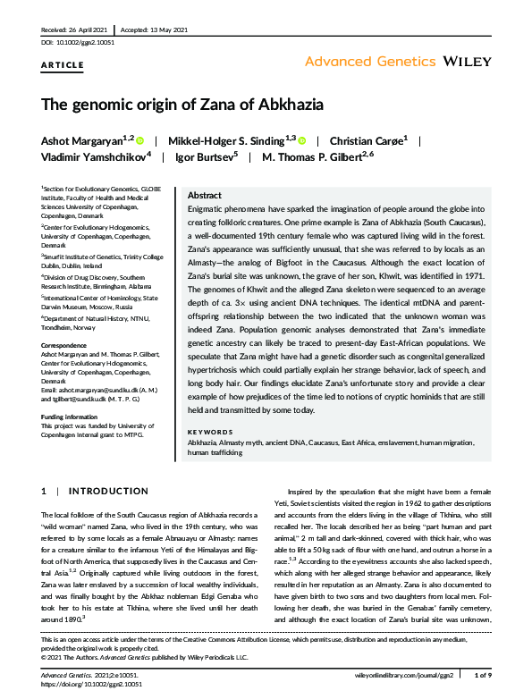 (PDF) The genomic origin of Zana of Abkhazia