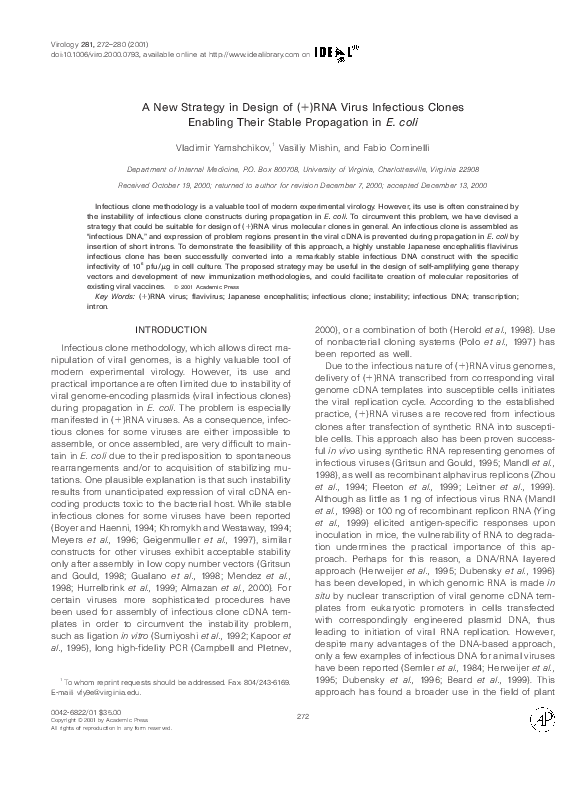 (PDF) A New Strategy in Design of (+)RNA Virus Infectious Clones ...