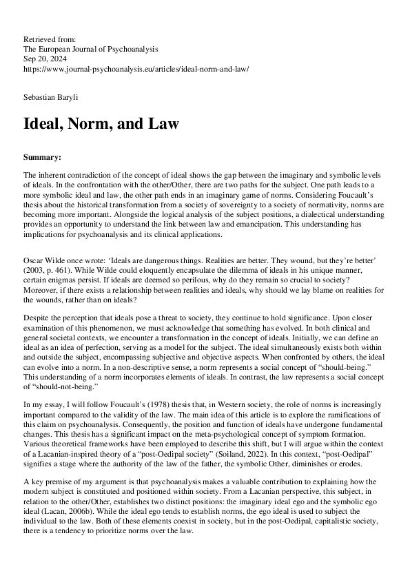 (PDF) Ideal, Norm and Law