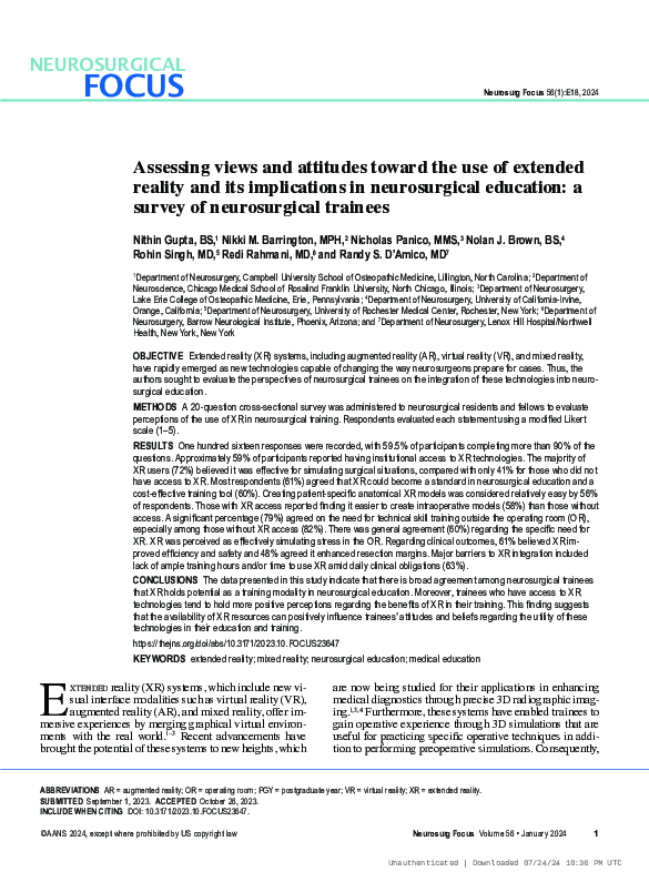 (PDF) Assessing views and attitudes toward the use of extended reality ...