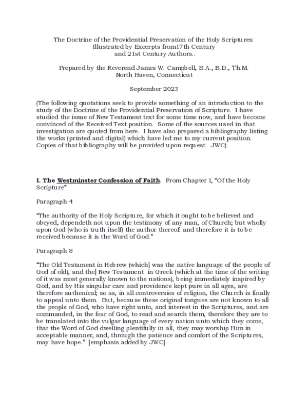 (PDF) The Doctrine of the Providential Preservation of the Holy ...