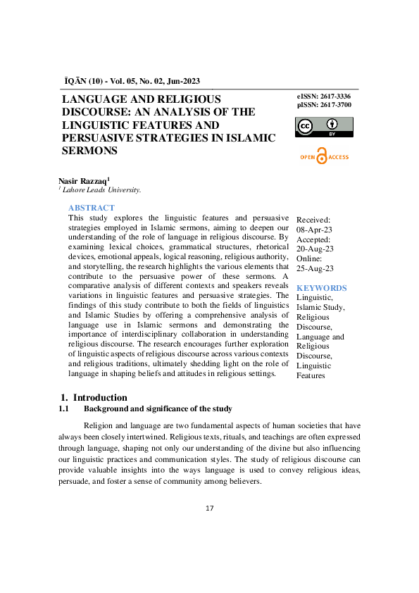 (PDF) Language and Religious Discourse