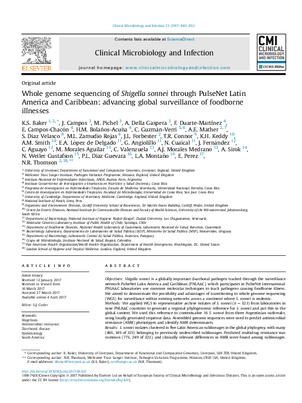 (PDF) Whole genome sequencing of Shigella sonnei through PulseNet Latin ...