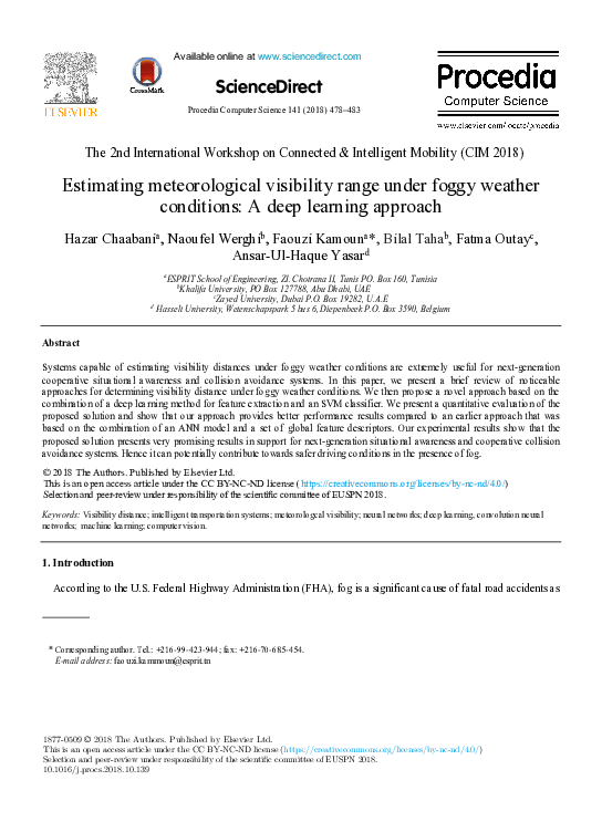 (PDF) Estimating meteorological visibility range under foggy weather ...